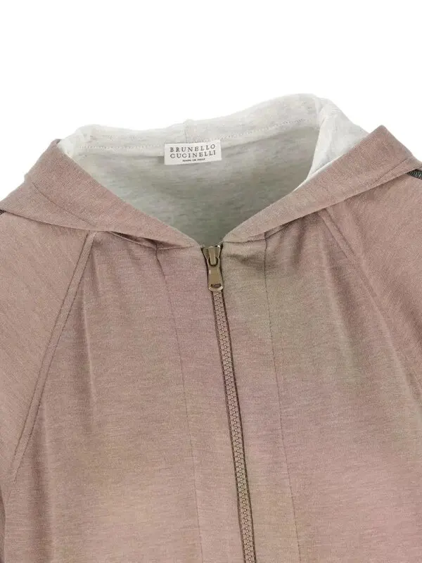 Brunello Cucinelli Hooded Zip-up With Sporty Stripes