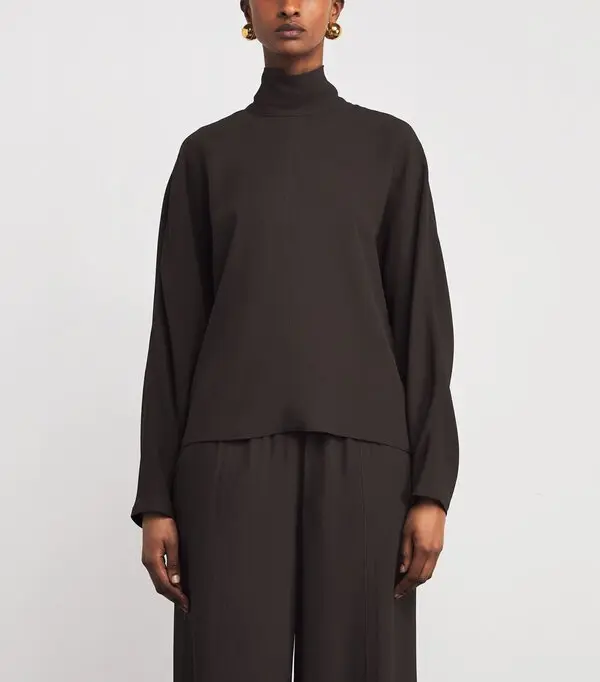 JOSEPH Crepe Buick Blouse - Brown