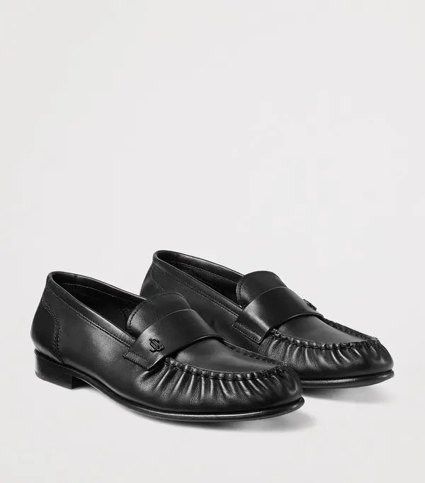 JIMMY CHOO Ellis Leather Loafers - Black