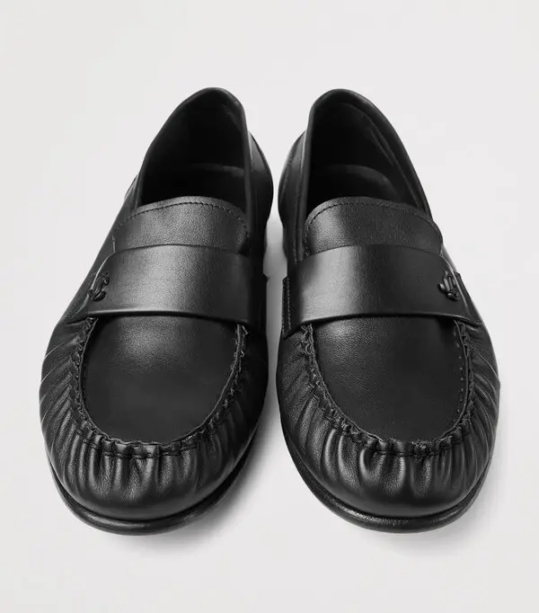 JIMMY CHOO Ellis Leather Loafers - Black