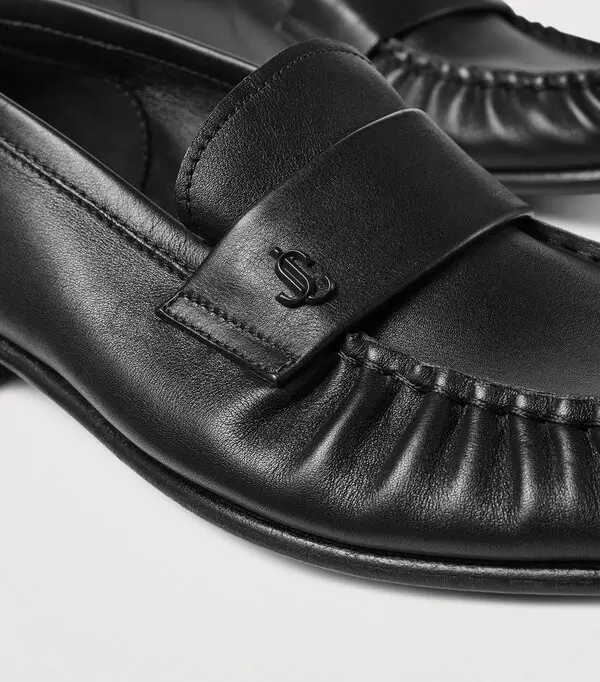 JIMMY CHOO Ellis Leather Loafers - Black
