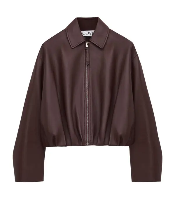 Loewe Leather Draped Bomber Jacket
