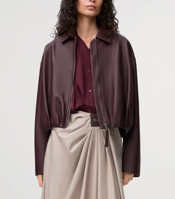 Loewe Leather Draped Bomber Jacket