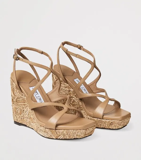 JIMMY CHOO Ayla 110 Wedge Sandals - Beige