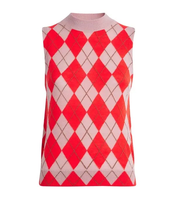 ME+EM Argyle Wool-cashmere Sweater Vest - Pink