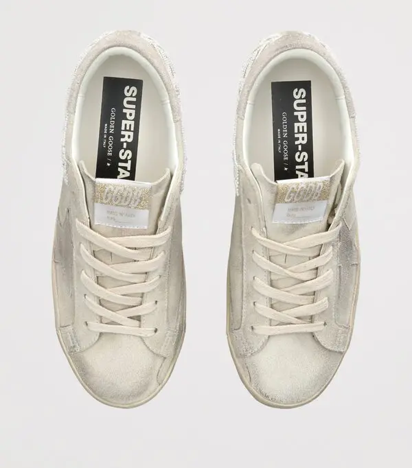GOLDEN GOOSE Super-star Embellished Suede Sneakers - Beige