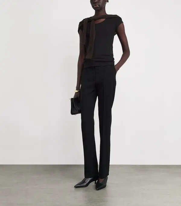 JOSEPH Stretch-cotton Ribbed Top - Black