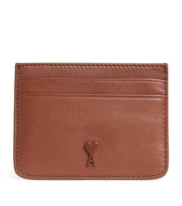 Ami Leather De Coeur Card Holder - Brown
