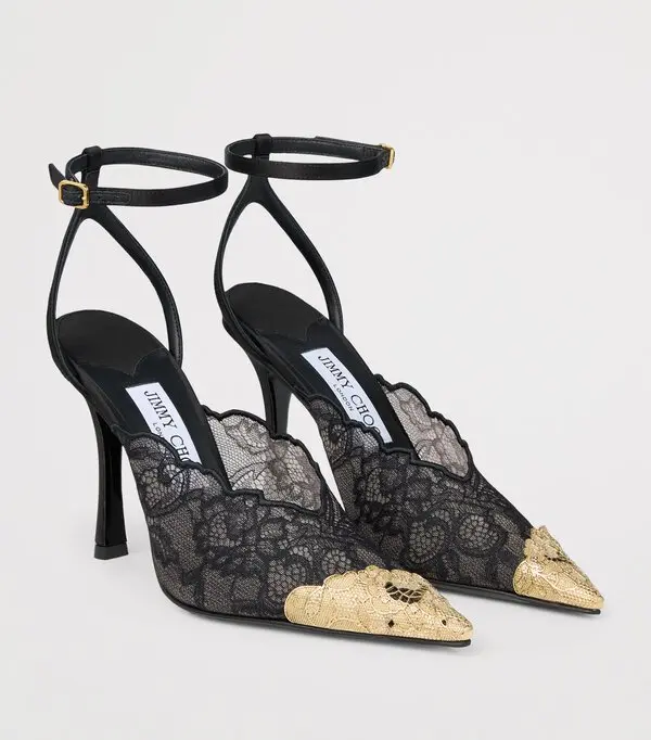 JIMMY CHOO Faiz 100 Lace Pumps - Black