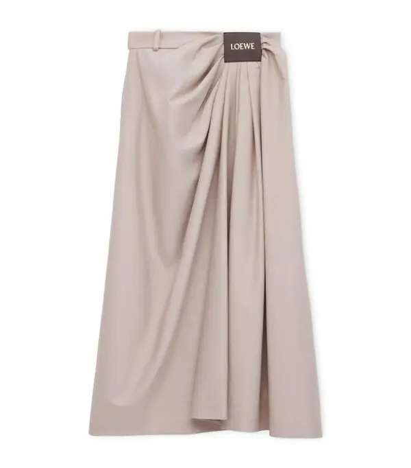 Loewe Cotton-silk Draped Midi Skirt