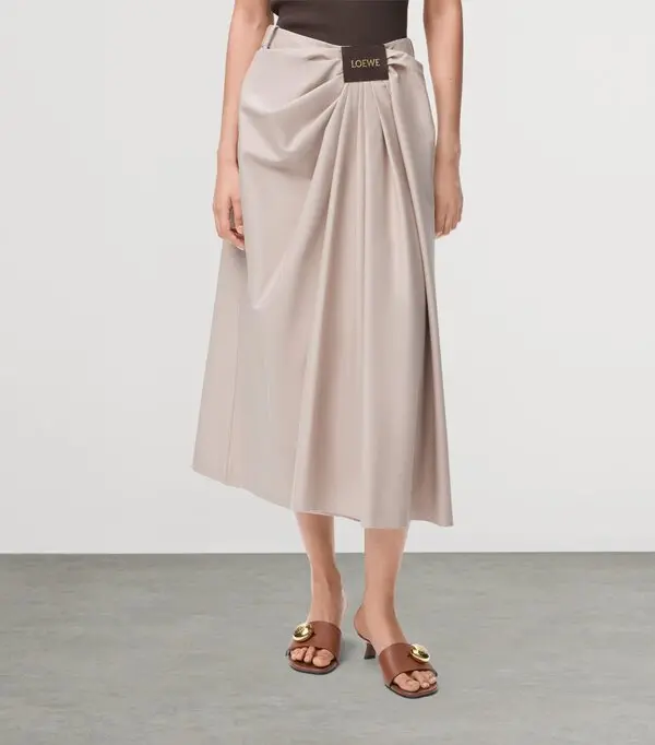 Loewe Cotton-silk Draped Midi Skirt