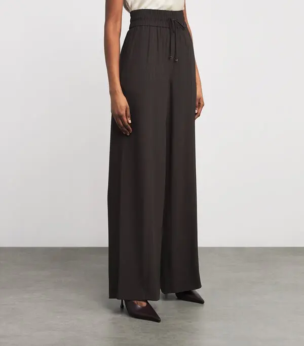 JOSEPH Crepe Dee Wide-leg Trousers - Brown