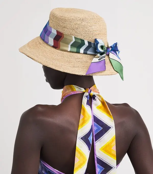 Missoni Straw Hat With Zigzag Scarf