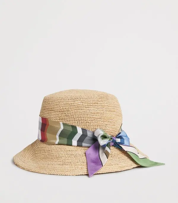 Missoni Straw Hat With Zigzag Scarf