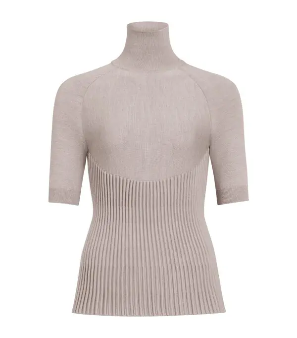 Alaïa Wool-blend Ribbed Top - Beige