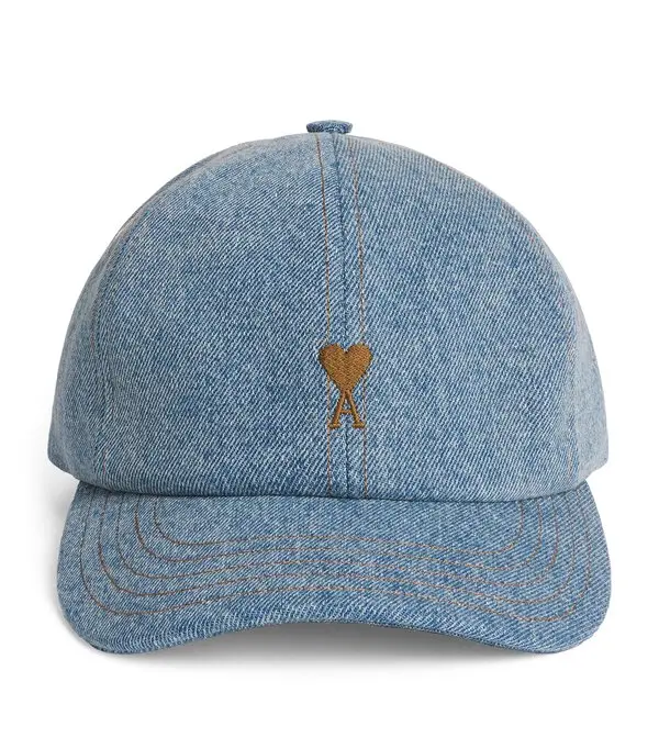 Ami Denim Baseball Cap With Embroidered Logo - Blue