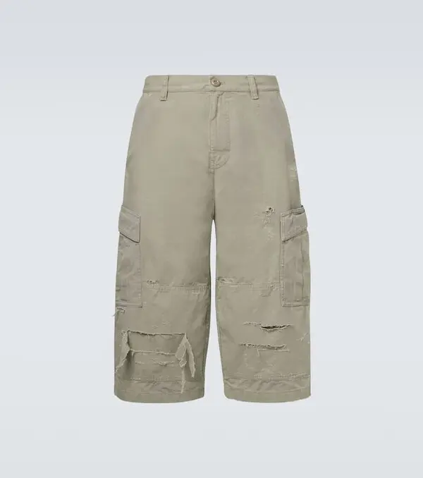 Balenciaga Cropped Cotton Cargo Pants - Beige