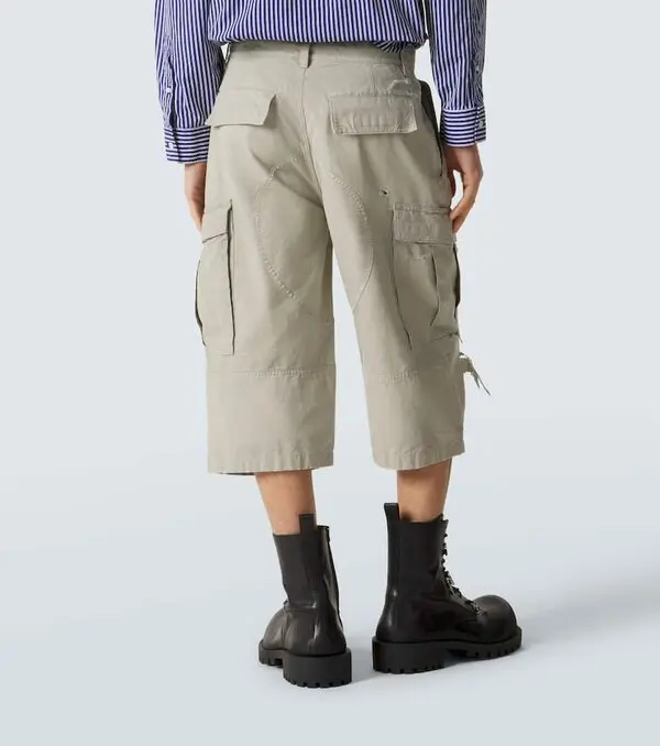 Balenciaga Cropped Cotton Cargo Pants - Beige