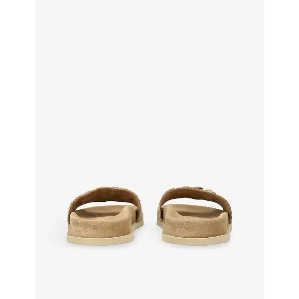 PEDRO GARCIA Dolomita Crystal-embellished Linen Slides - Beige