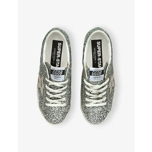 GOLDEN GOOSE Super-star Glitter-embellished Low-top Sneakers - Silver