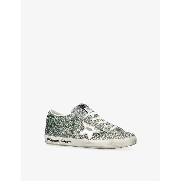 GOLDEN GOOSE Super-star Glitter-embellished Low-top Sneakers - Silver