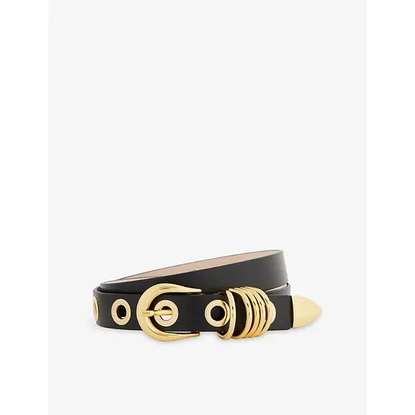 DEHANCHE Hollyhock Rivet Leather Belt - Black & Gold