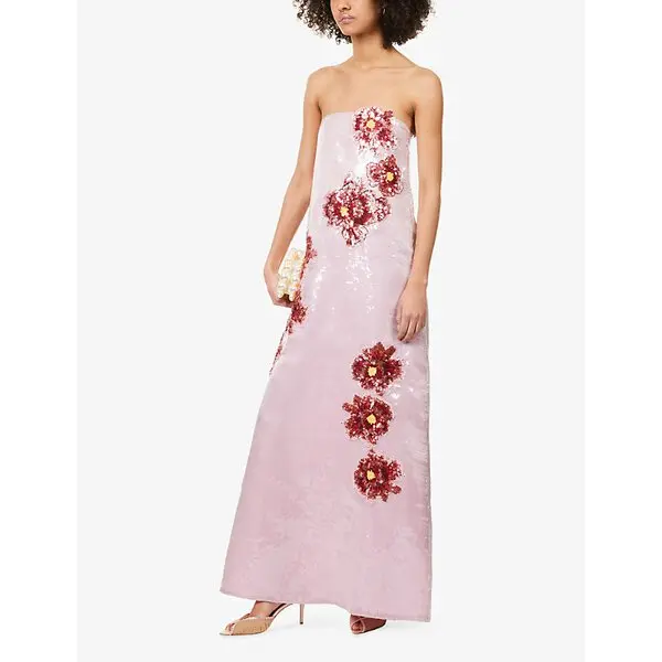 DIMA AYAD Flower Sequin Woven Maxi Dress