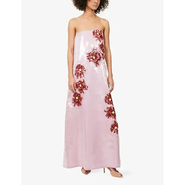 DIMA AYAD Flower Sequin Woven Maxi Dress
