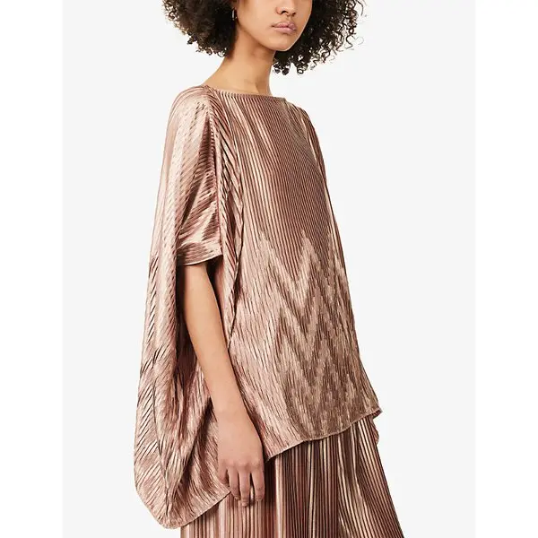 DIMA AYAD Chevron Pleated Woven Top