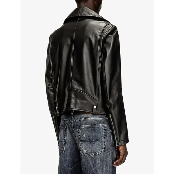 DIESEL L-e0-wrd Waxed Leather Jacket