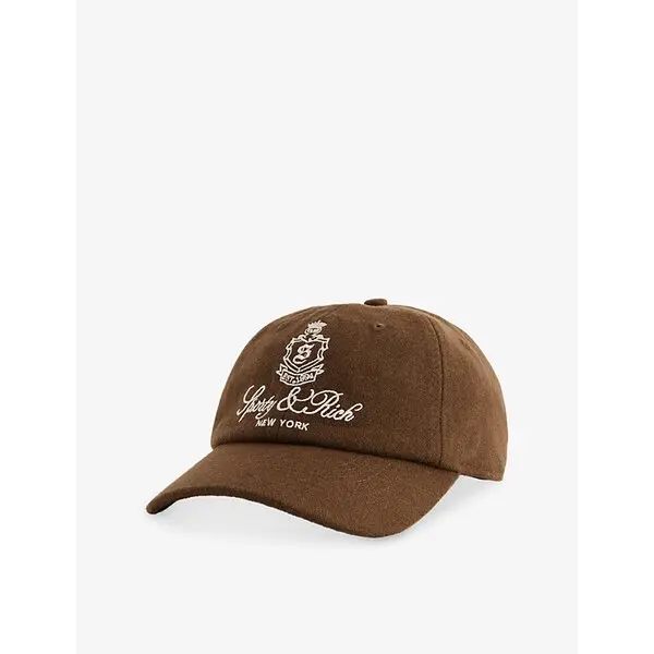 SPORTY & RICH Logo-embroidered Wool Baseball Cap - Toffee