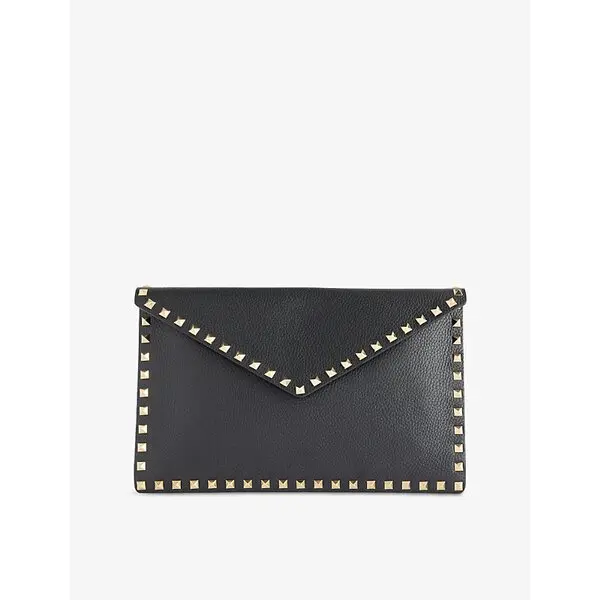Valentino Garavani Rockstud Leather Clutch - Nero
