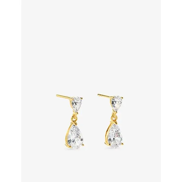CARAT* LONDON Baby Arabella 18ct Yellow Vermeil And Cubic Zirconia Drop Earrings - Gold