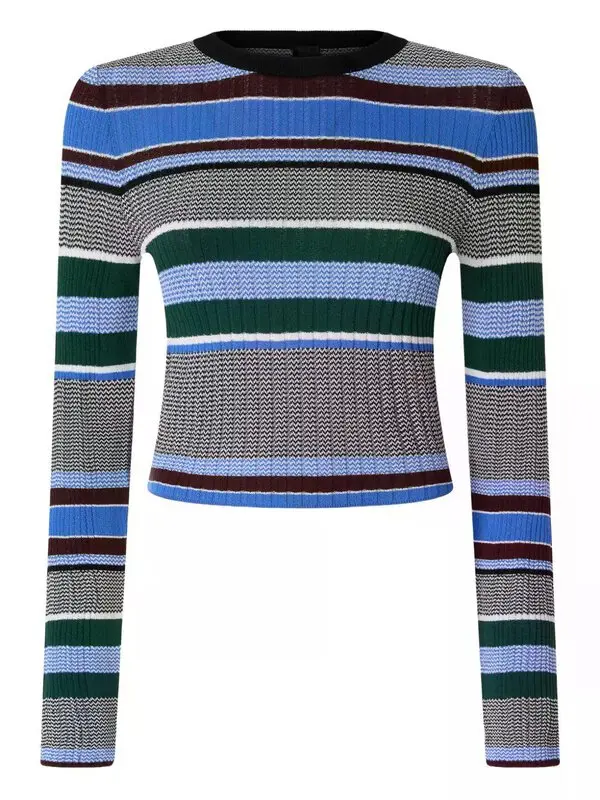 Pinko Multicoloured Striped Ribbed Knit Crew Neck Sweater