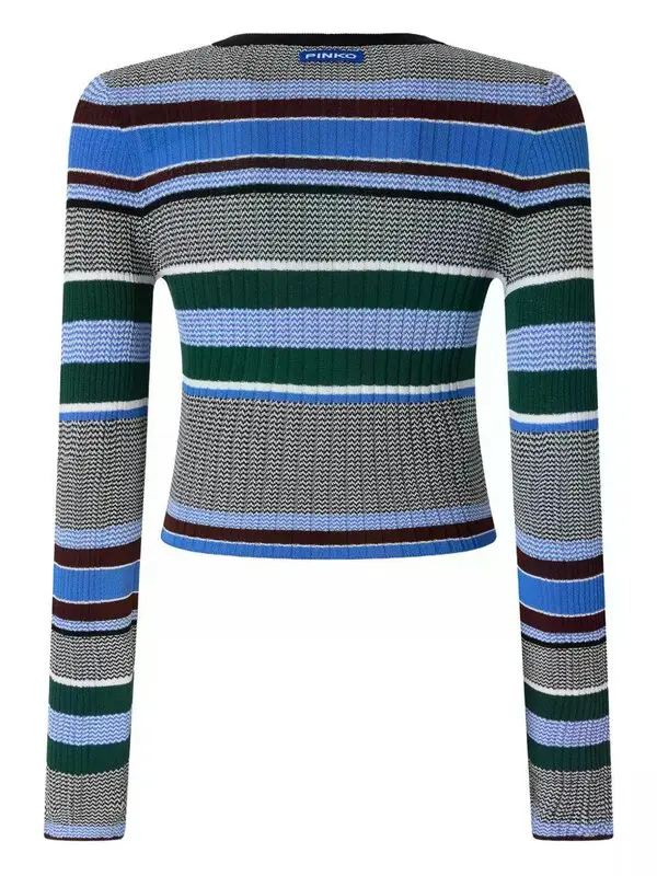 Pinko Multicoloured Striped Ribbed Knit Crew Neck Sweater
