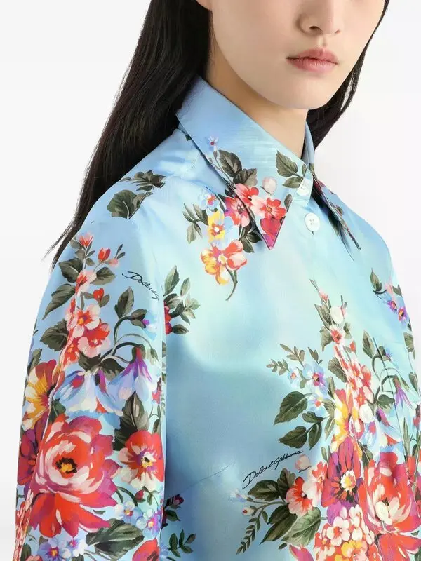 Dolce & Gabbana Floral-print Shirt - Blue