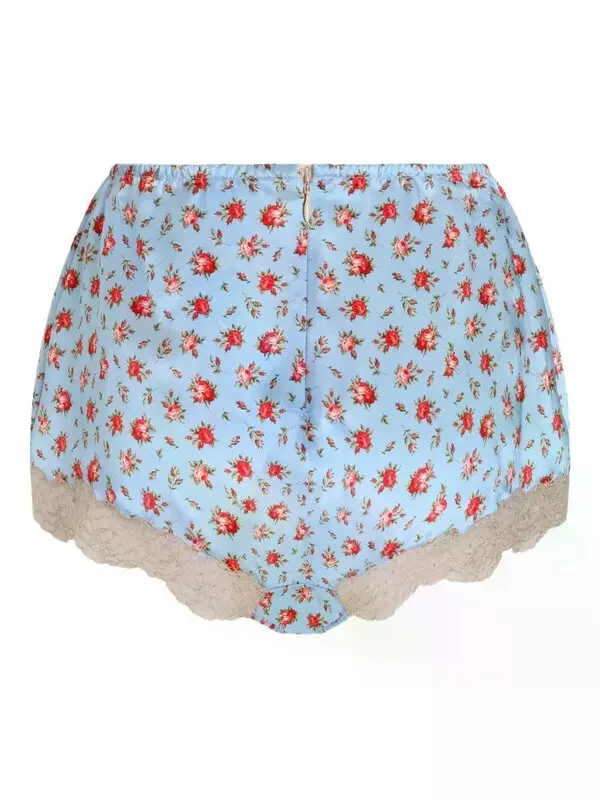 Dolce & Gabbana Floral-print Lace Briefs - Blue