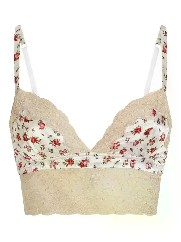 Dolce & Gabbana Floral-print Lace Bra - Neutrals
