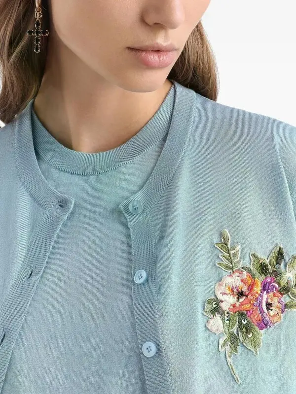 Dolce & Gabbana Floral-appliqué Cardigan - Blue