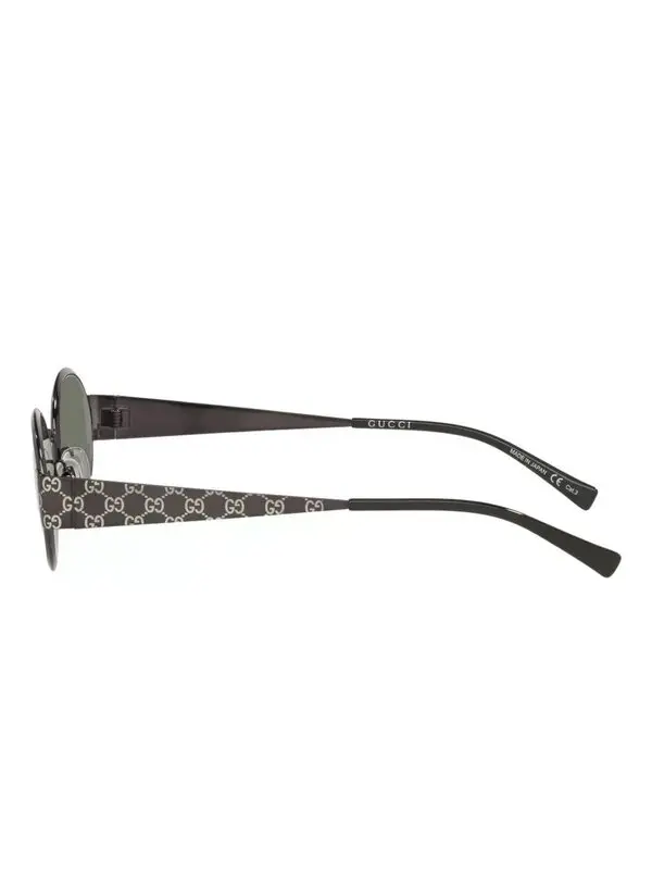 Gucci Gg-pattern Oval-frame Sunglasses - Grey