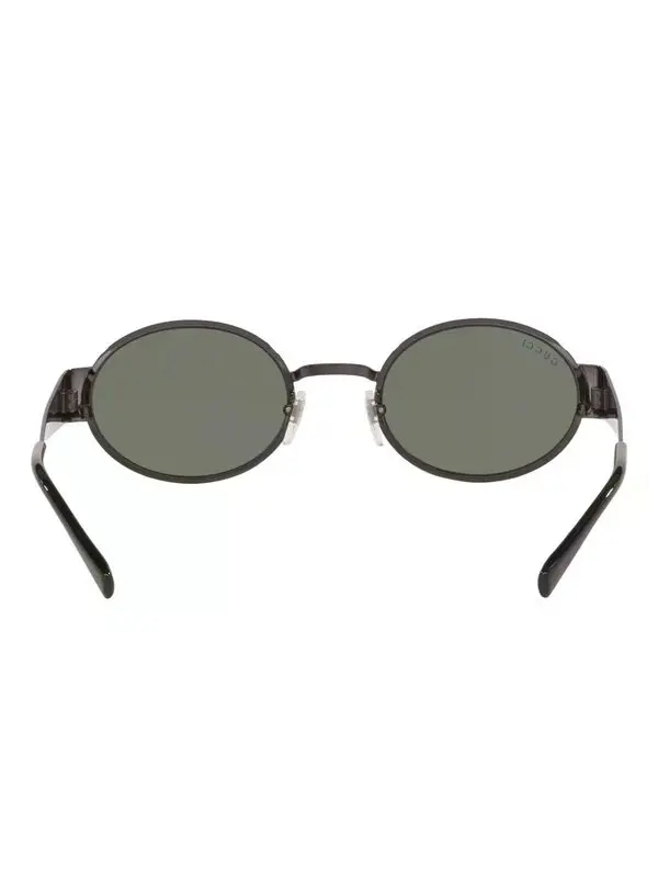 Gucci Gg-pattern Oval-frame Sunglasses - Grey