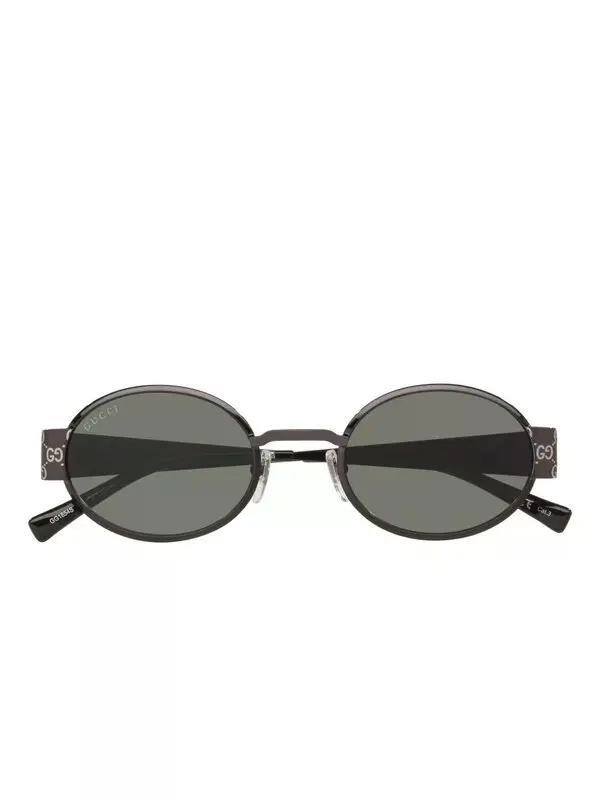 Gucci Gg-pattern Oval-frame Sunglasses - Grey