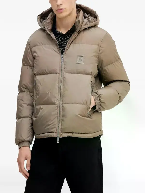 Armani Exchange Hooded Puffer Jacket - Neutrals