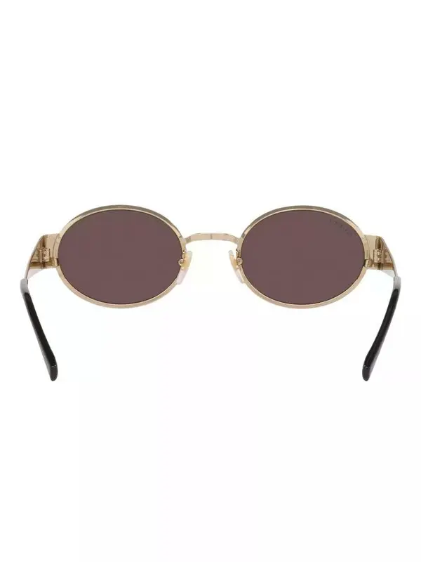 Gucci Gg-logo Oval-frame Sunglasses - Gold