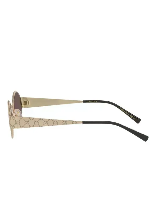 Gucci Gg-logo Oval-frame Sunglasses - Gold