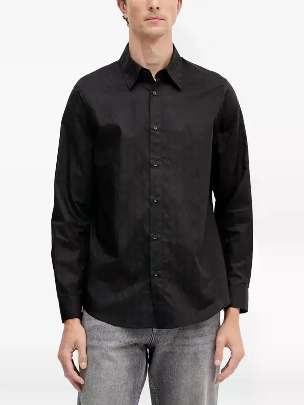 Armani Exchange Patterned Buttoned Shirt - Black