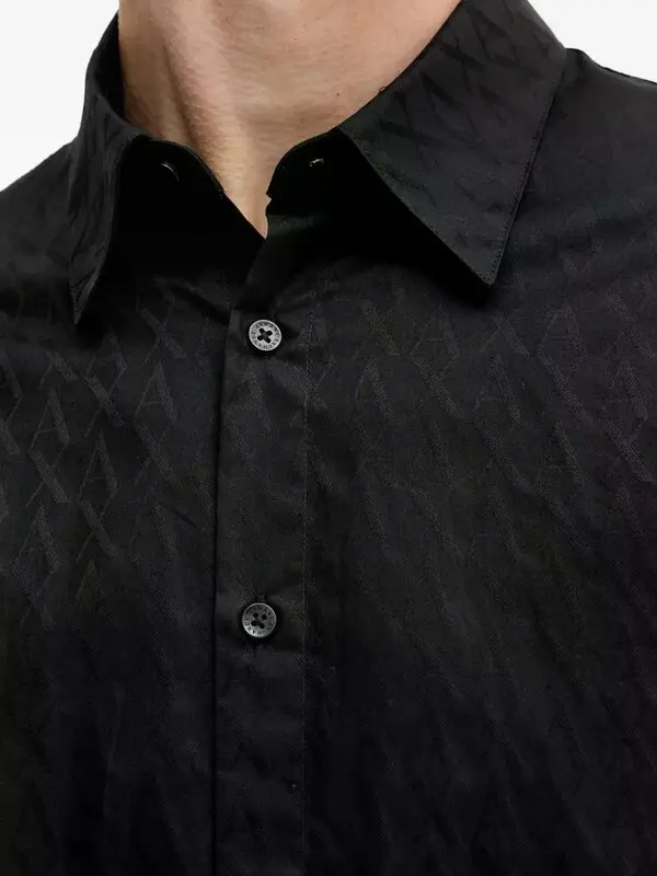 Armani Exchange Patterned Buttoned Shirt - Black