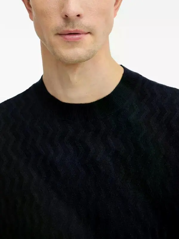 Armani Exchange Patterned Crew Neck Sweater - Blue