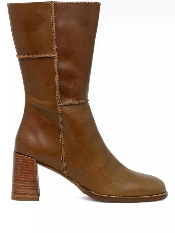 BILLI BI Square-toe Panelled Boots - Brown