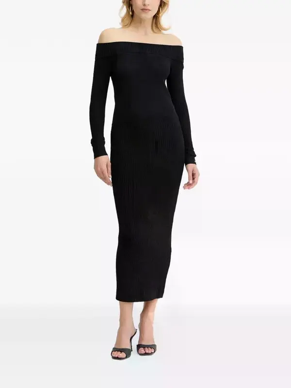 Armani Exchange Off-shoulder Long-sleeve Midi Dress